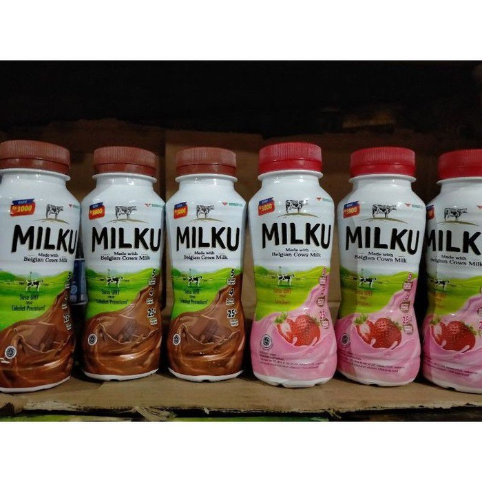 Jual Susu Olahan MILKU 200ml Botol Isi 12pcs | Shopee Indonesia
