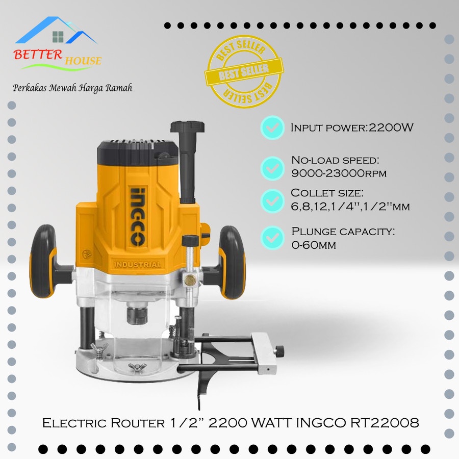 Jual MESIN ROUTER MESIN PROFIL INDUSTRIAL 2200WATT INGCO RT22008 ...