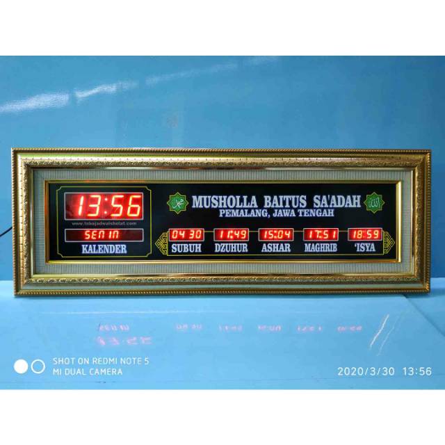 Jual Jam masjid jadwal waktu sholat digital iqomah (70x25cm) | Shopee ...