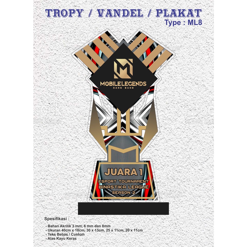 Jual Trophy MLBB/Piala Mobile Legends/Plakat Mobile Legends/Bahan ...