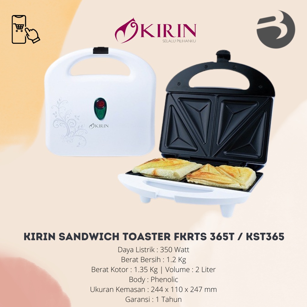 Jual KIRIN SANDWICH TOASTER FKRTS 365T / KST365 Sandwich toaster ...