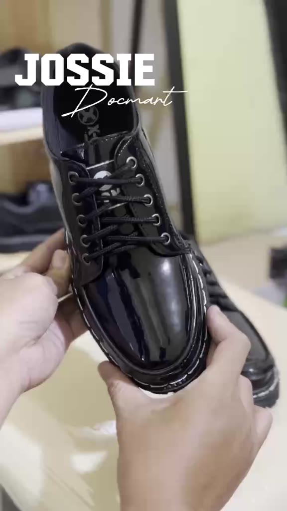 Jual X-ONE Sepatu Formal Docmart Pria | Jossie Docmart Hitam Glossy ...