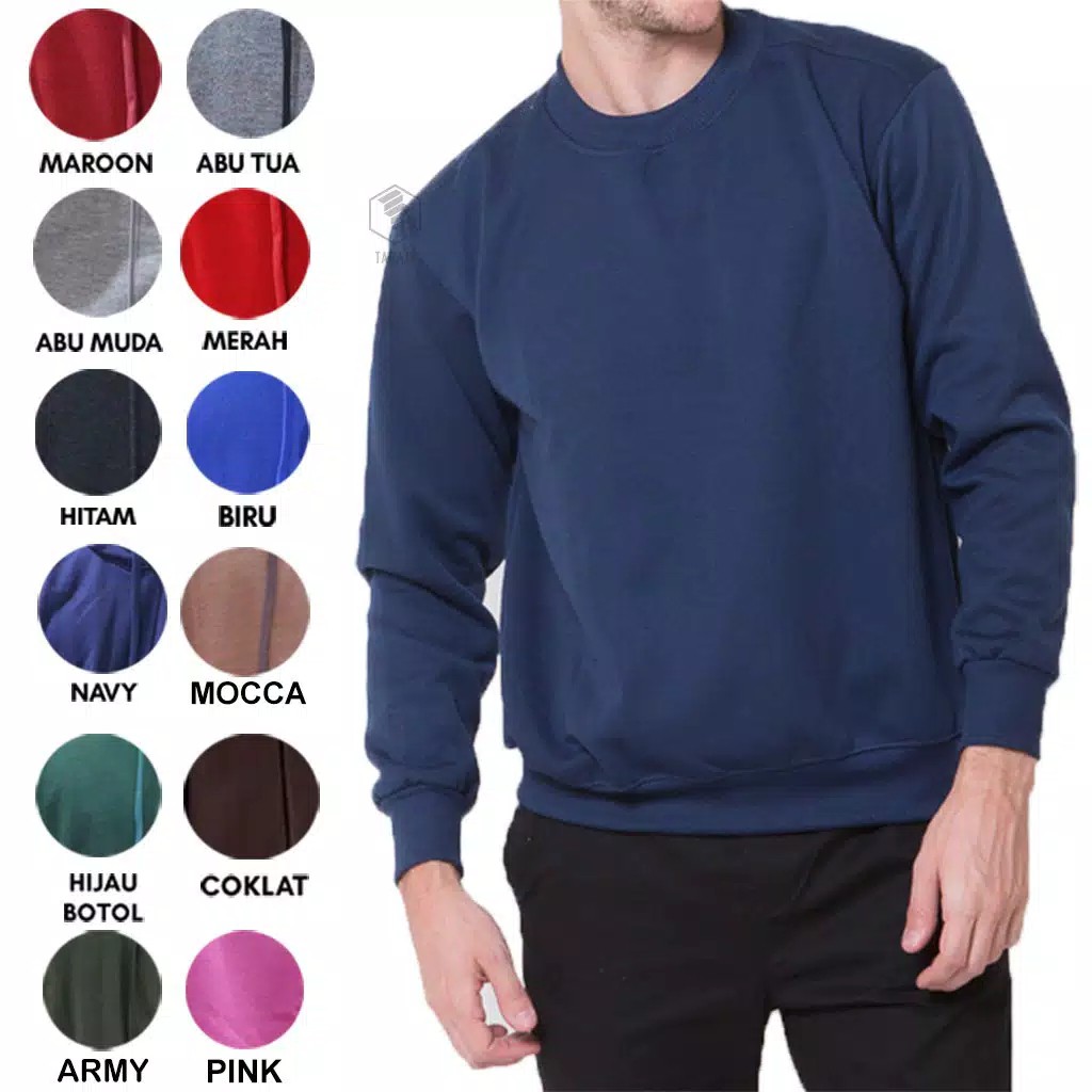 Jual INDOSAN-BAJU SWEATER BASIC POLOS-BAJU MODEL SWEATER PAKAI RIB-REAL ...