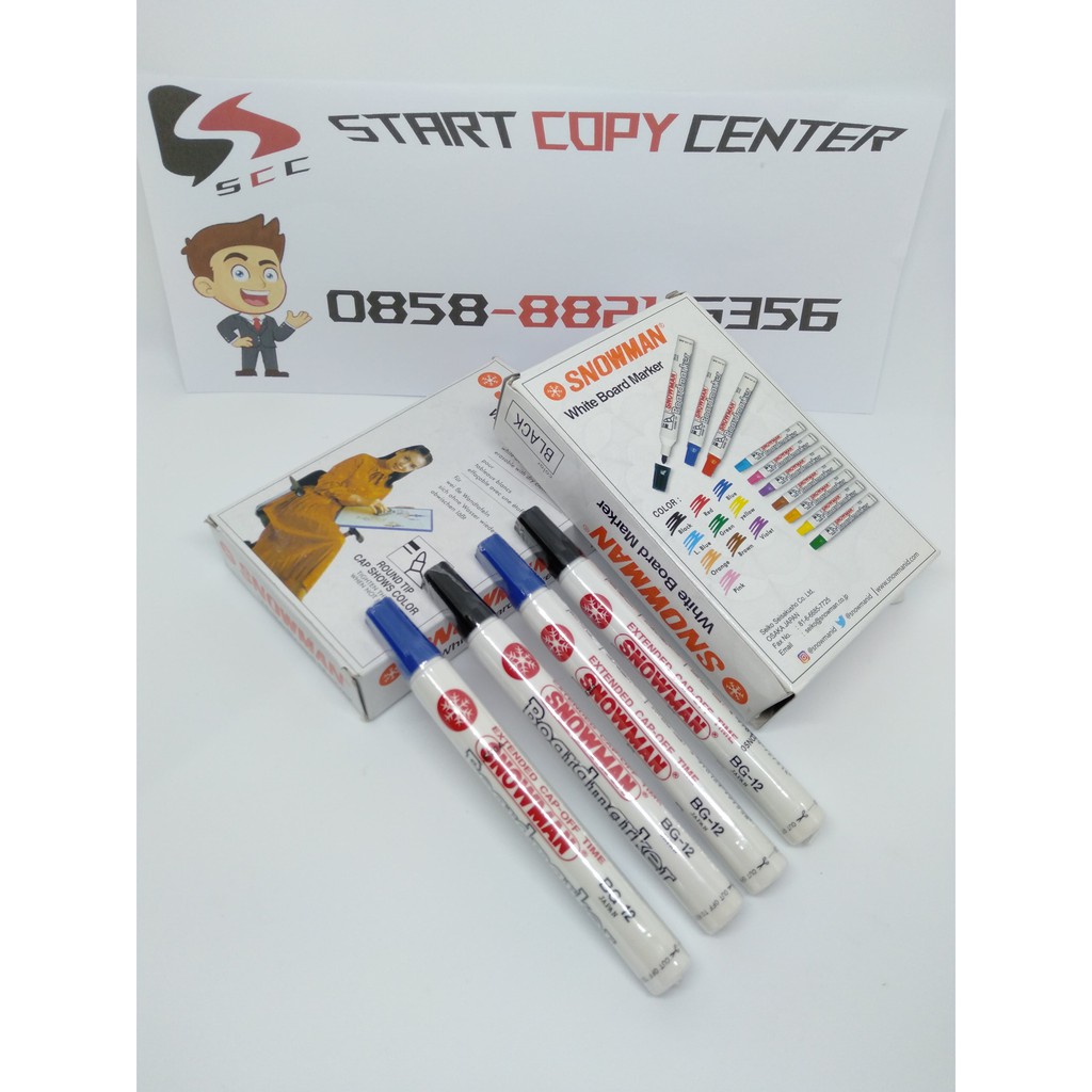 Jual SPIDOL SNOWMAN WHITEBOARD MARKER HITAM BIRU | Shopee Indonesia