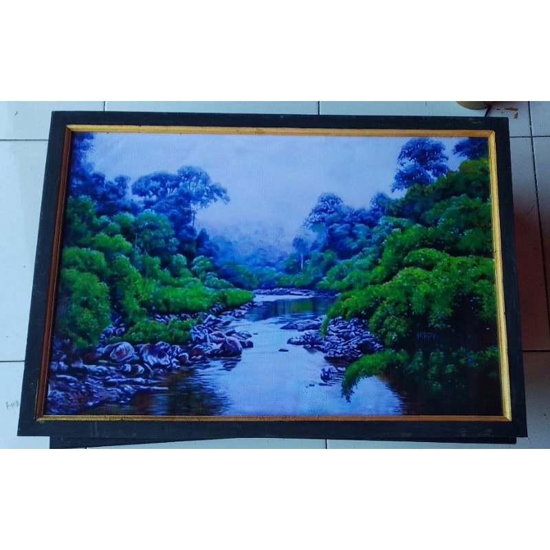 Jual hiasan dinding lukisan cetak pemandangan sungai alam plus bingkai ... Jual hiasan dinding lukisan cetak pemandangan sungai alam plus bingkai ...