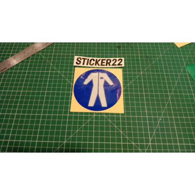 Jual Sticker cutting safety wajib memakai coverall cutting stiker ...
