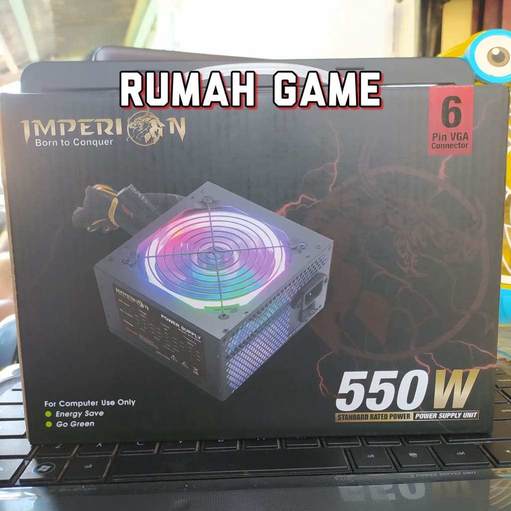 Jual Imperion 550w LED RGB 6 PIN Power Supply Gaming PSU ATX 550 WaTT ...