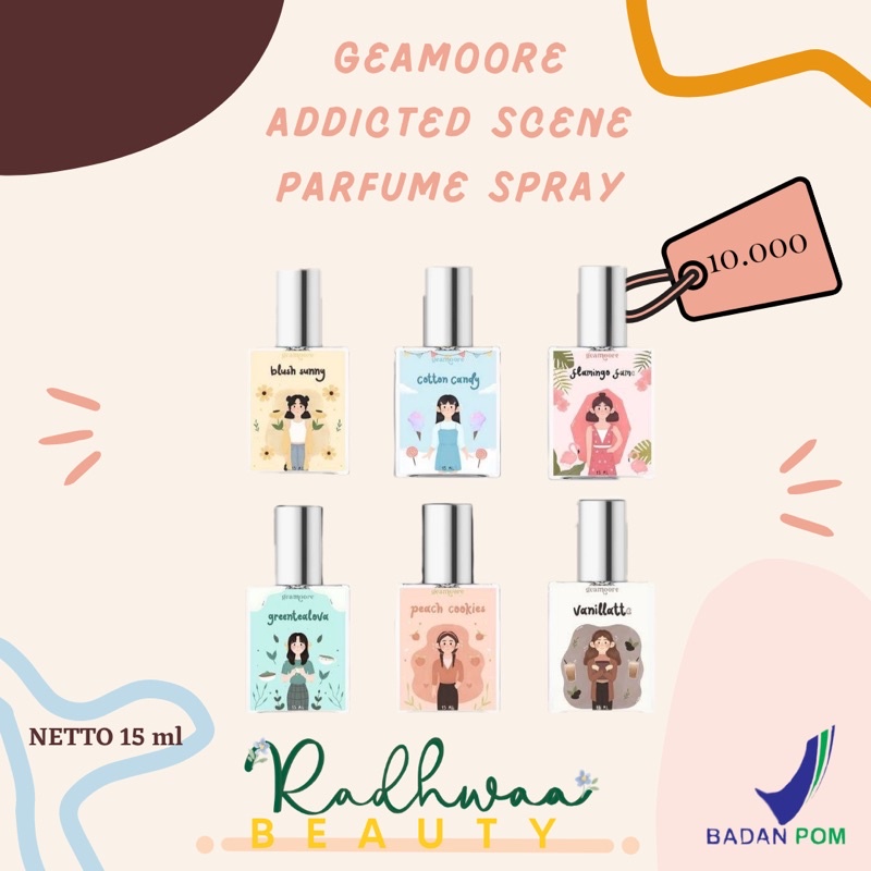 Jual GEAMOORE ADDICTED SCENE PARFUME SPRAY 15 ML | Shopee Indonesia