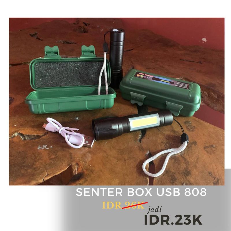 Jual senter box USB charger / senter mini SWAT zoom mode | Shopee Indonesia