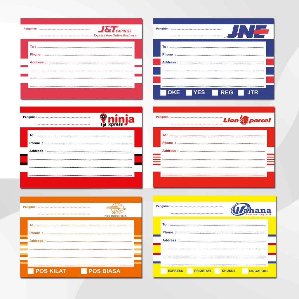 Jual Label pengiriman/ J&T, JNE,POS,WAHANA,SICEPAT, NINJA DLL / sticker ...