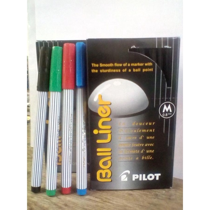 Jual Pen Pilot Balliner 0.8 hitam/biru/merah/hijau (1lusin) | Shopee ...
