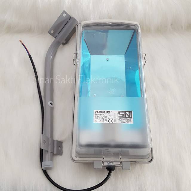 Jual Kap lampu jalan / outdoor PJU waterproof led fitting E27 + tiang kabel | Shopee Indonesia
