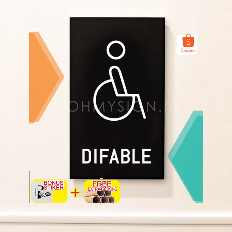 Jual Promo Sign Toilet Difable Modern Akrilik | 15x25 cm | Sign Board ...
