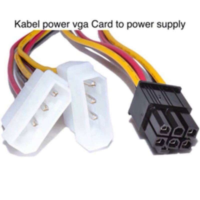 Jual Kabel Power VGA 6 PIN Dual Molex 4 PIN Sambungan Converter Kabel ...