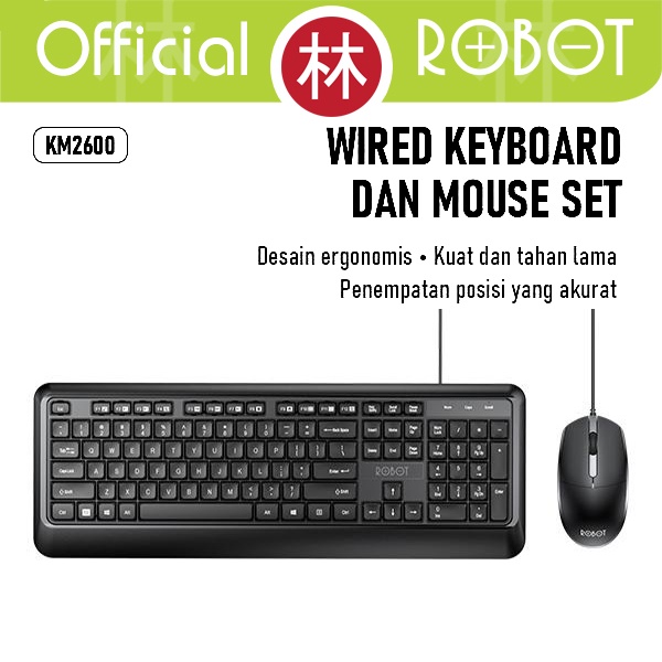 Jual ROBOT KM2600 Wired Keyboard & Mouse Combo Set | Shopee Indonesia