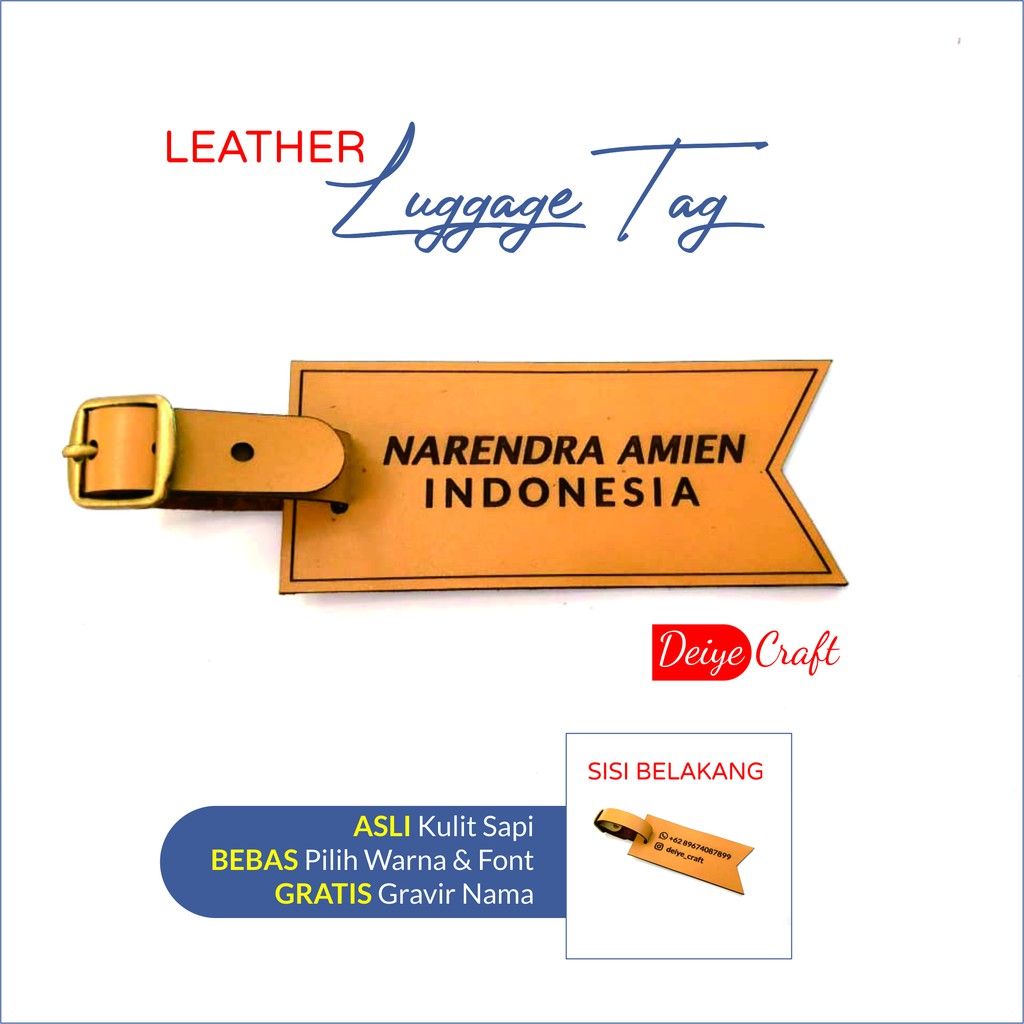 Jual PERSONALIZED LUGGAGE TAG Bag Tag Custom Name Tag Kulit Koper Tag ...