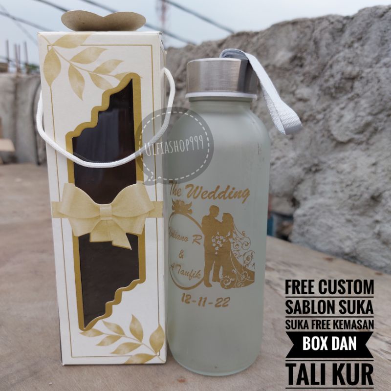 Jual Souvenir botol doff free sablon nama kemasan box dan tali | Shopee ...