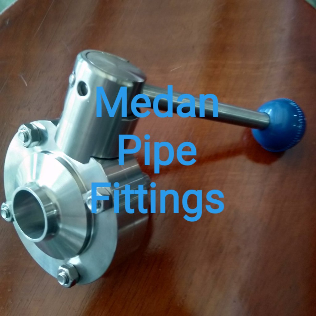 Jual Butterfly Valve SS316 Sanitary Weld 1 inch SS 316 Las Stainless ...