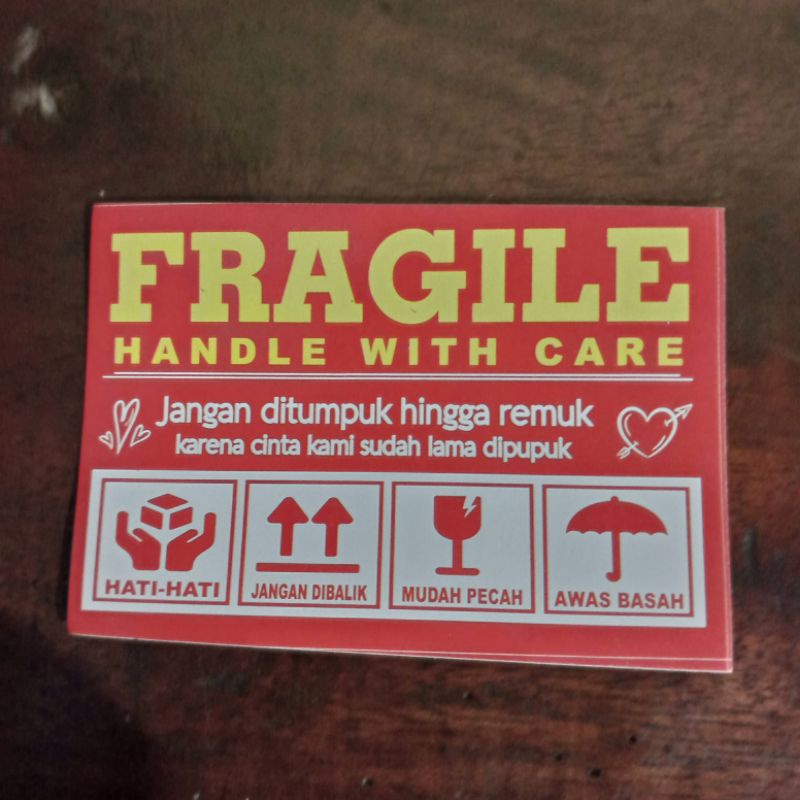 Jual Stiker Fragile 4 Icon Merah Kuning | Shopee Indonesia