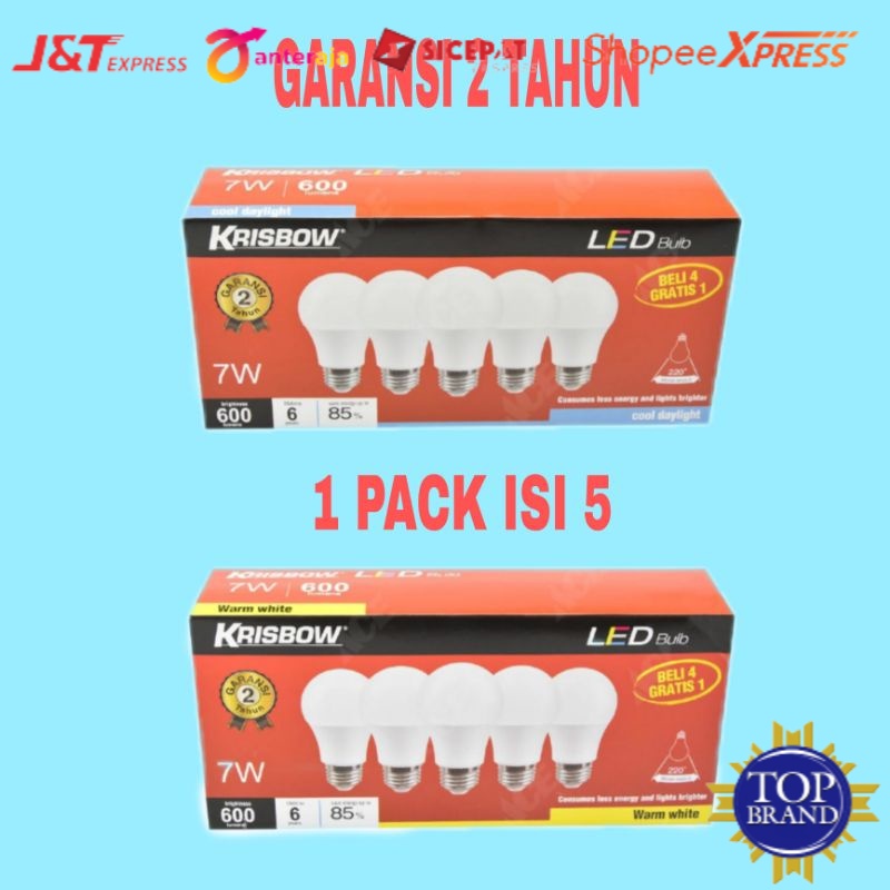 Jual LAMPU BOHLAM LED 7 WATT / KRISBOW BULB LED / BOHLAM ISI 5PCS / BOHLAM KRISBOW | Shopee ...