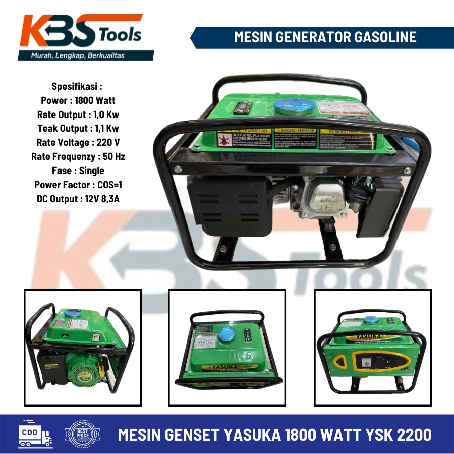 Jual Mesin Genset Listrik Bensin 1800 Watt YASUKA - Mesin Generator 1 ...