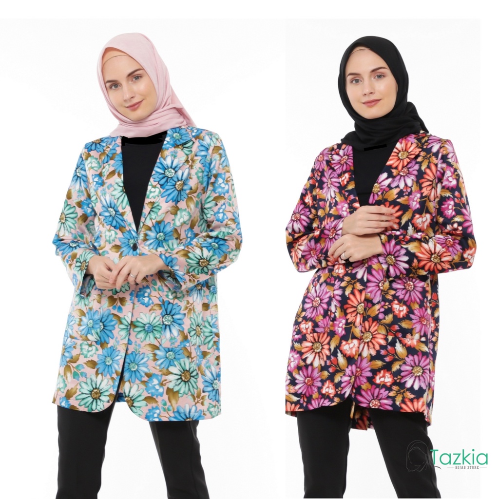 Jual Outer Muslim Wanita | Tazkia Hijab Store | Chic Flower Blazer ...