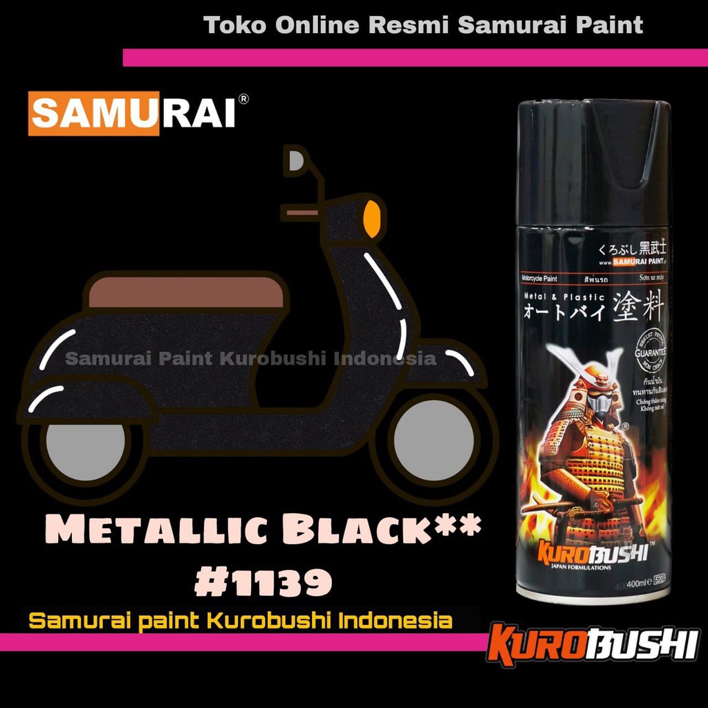 Jual Samurai Paint METALLIC BLACK 1139 Warna Hitam Metalik Kasar Cat ...