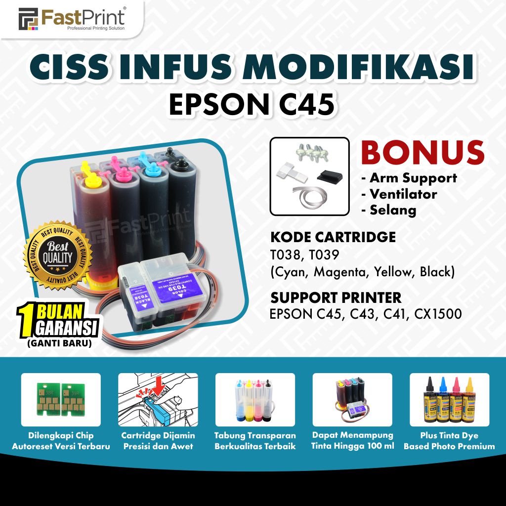 Jual CISS Infus Modifikasi Plus Tinta Printer Epson C45 C43 C41 CX1500 ...