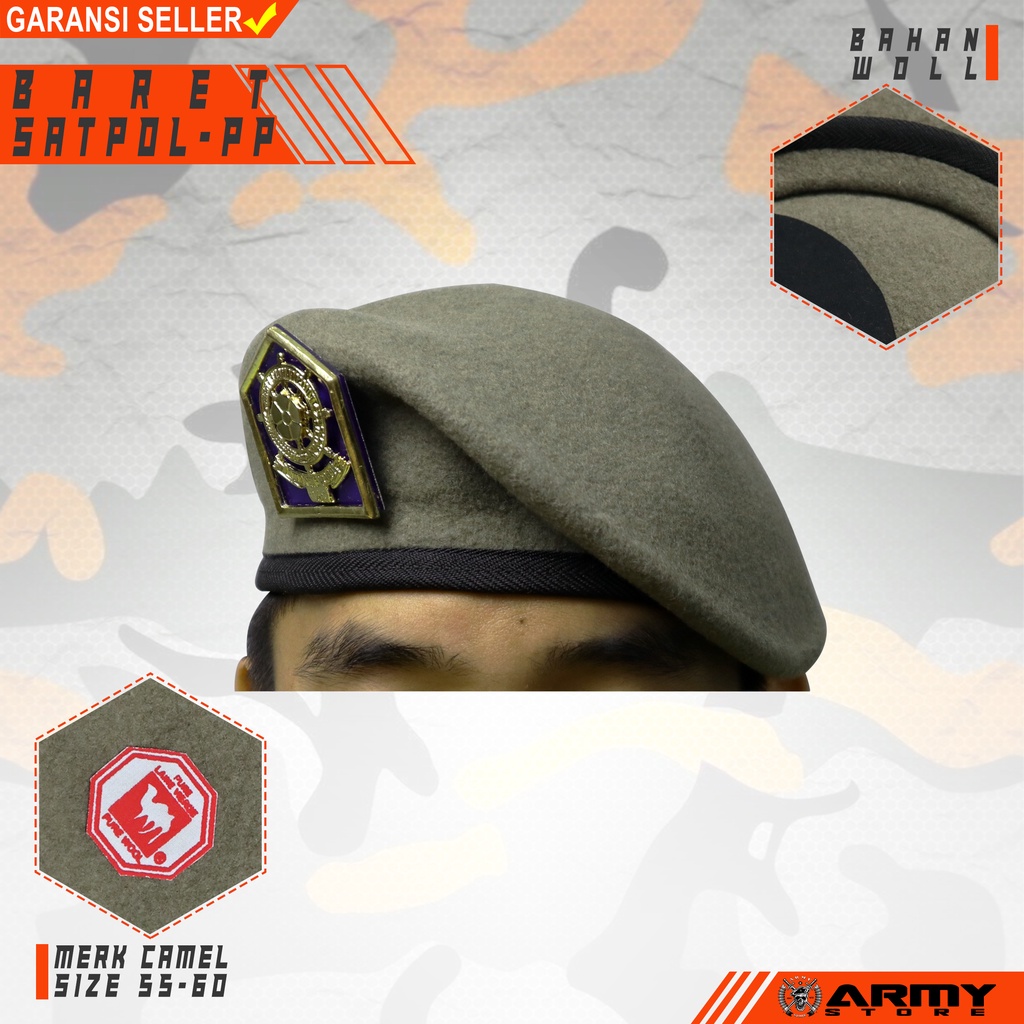 Jual baret satpol pp satu set camel | Shopee Indonesia