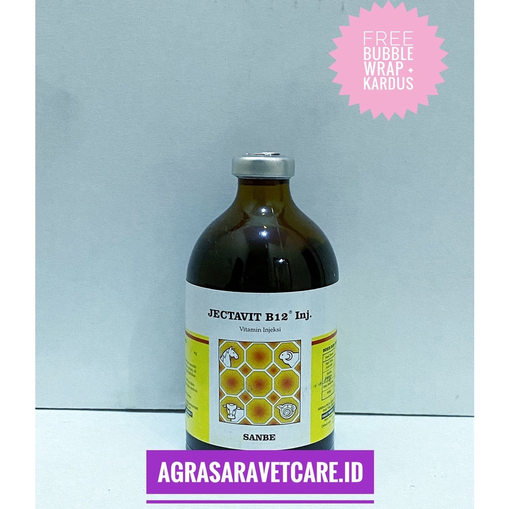 Jual JECTAVIT B12 inj 100 ml - Vitamin B12 Sapi Domba Kambing Kuda Babi ...