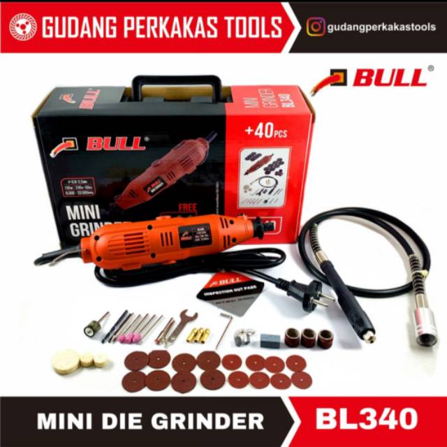 Jual Bull Mini die grinder/mesin grenda mini set BL340 | Shopee Indonesia