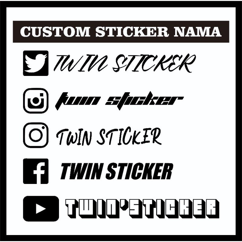 Jual Stiker Nama IG Twitter Youtube Facebook Cutting Sticker | Shopee ...