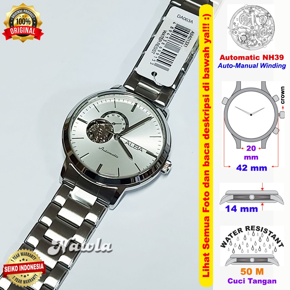 Jual Alba Automatic A9A013X1 Open Heart Silver - Jam Tangan Pria A9A013 ...