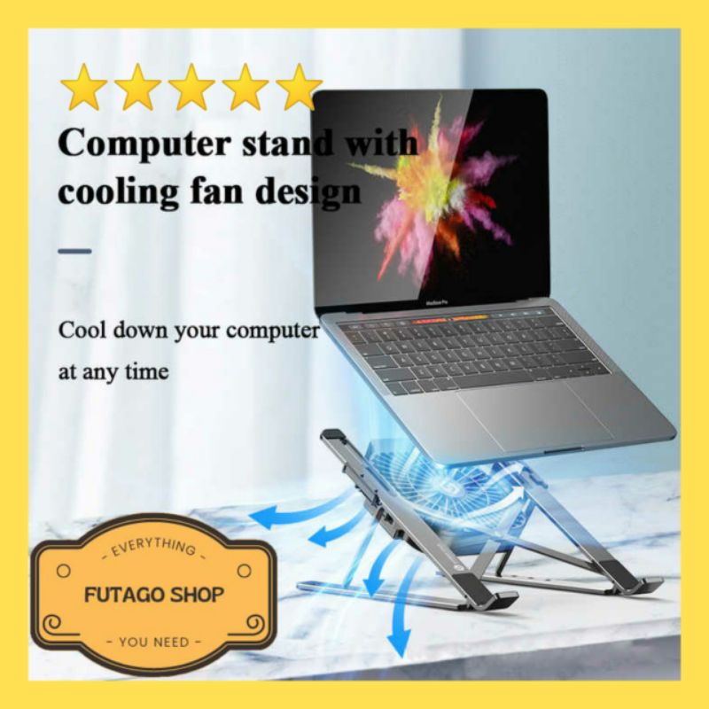 Jual Meja Laptop Lipat Kipas Laptop Stand Laptop With Cooling fan ...