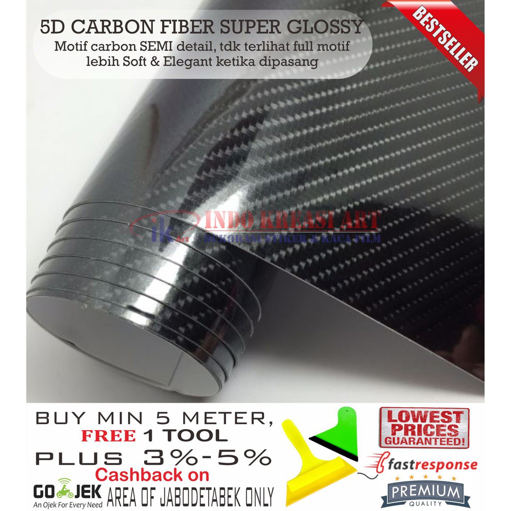 Jual STIKER KARBON STICKER CARBON 5D BLACK FIBER GLOSSY NEW PREMIUM ...