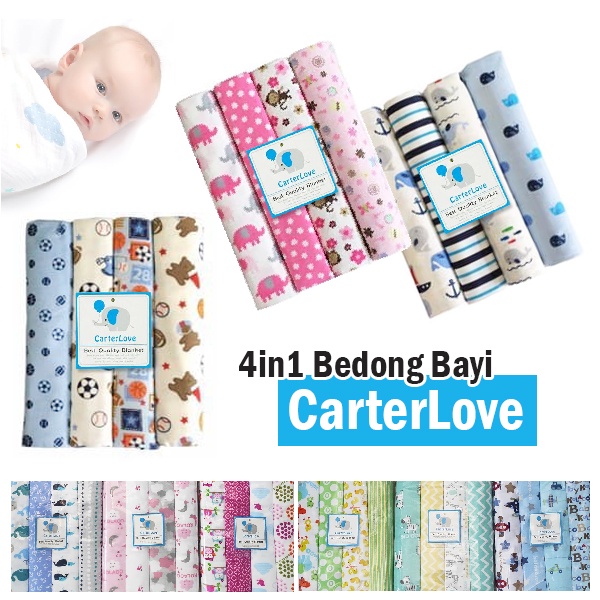 Jual Bedong Selimut Bayi Carter Love 95x75cm isi 4 Kain Alas Ompol Bayi Halus Lembut Bahan ...