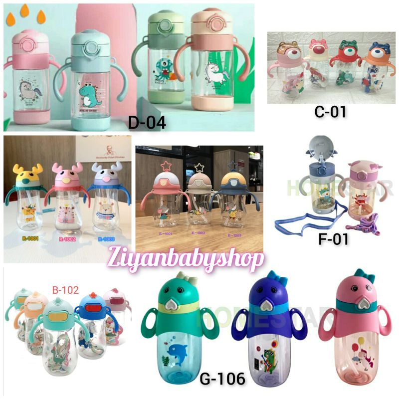Jual Botol minum anak sekolah lucu sedotan gagang dan tali panjang BPA free | Shopee Indonesia