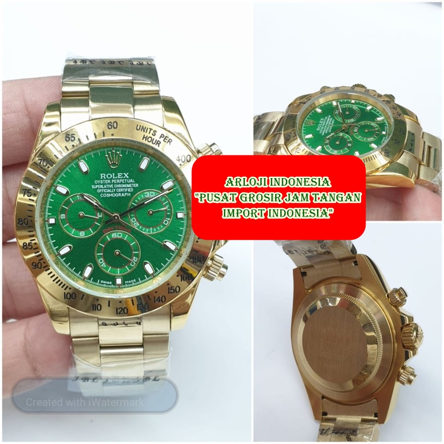 Jual Mega Sale Jam Tangan Pria ROLEX Daytona Gold Green Dial 40mm ...