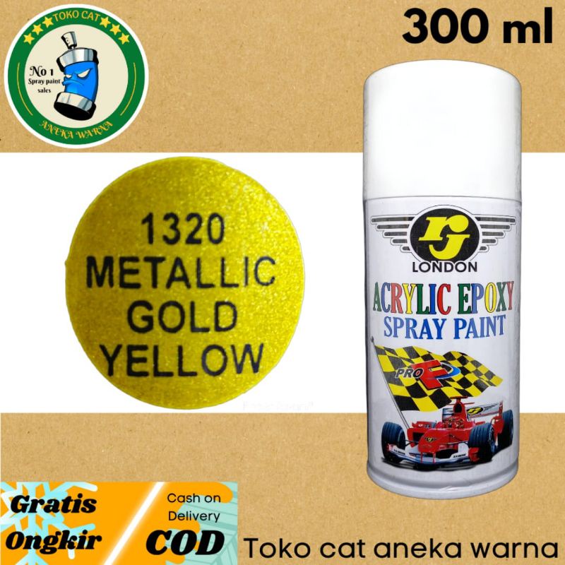 Jual CAT SEMPROT RJ LONDON 300cc METALLIC GOLD YELLOW KUNING kining ...