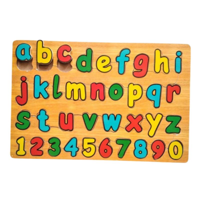Jual Puzzle Kayu Mainan Edukasi Anak Puzzel Huruf Kecil Dan Angka ...