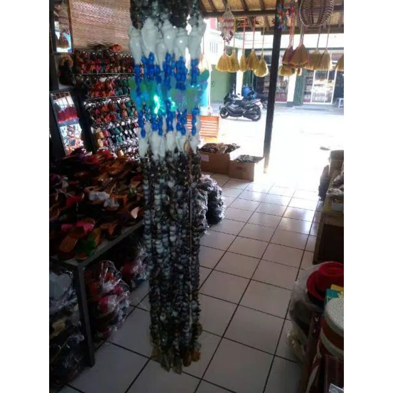 Jual tirai kerang pintu 2 meter murah cantik 20 untai laut putih hitam ...