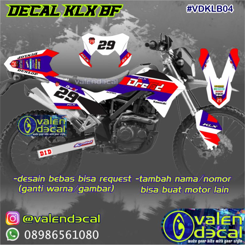 Jual Stiker Striping Decal Motor KLX BF full body, bisa request custom ...