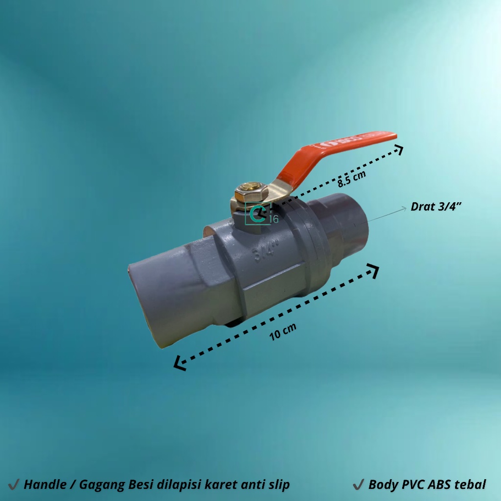 Jual Ball Valve PVC Gagang Besi 1/2 Inci 3/4 inci 1 inci / Stop Kran Pipa Ballvalve / Stop Keran ...