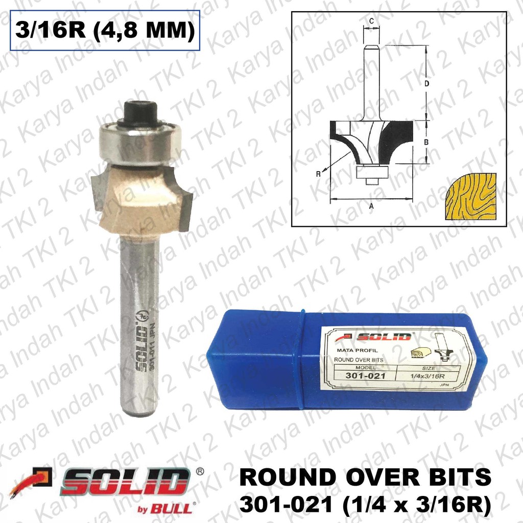 Jual Mata Profil Round Over SOLID 301 021 Profil Bits 1/4" x 3/16R" 301021 | Shopee Indonesia