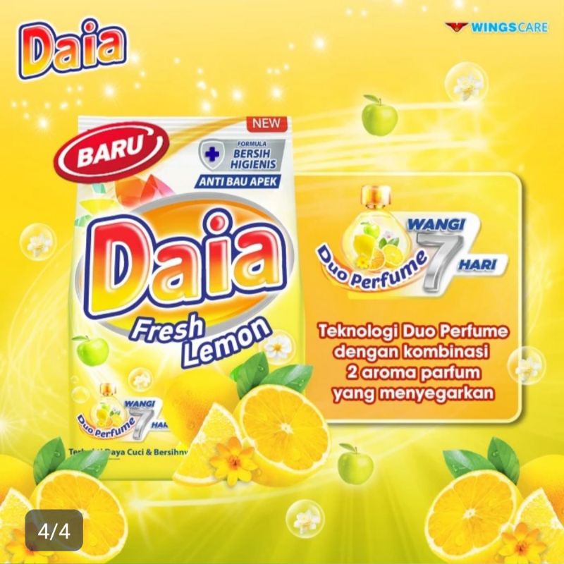 Jual Daia Deterjen / Detergen / Detergent Bubuk Fresh Lemon 800 gram ...
