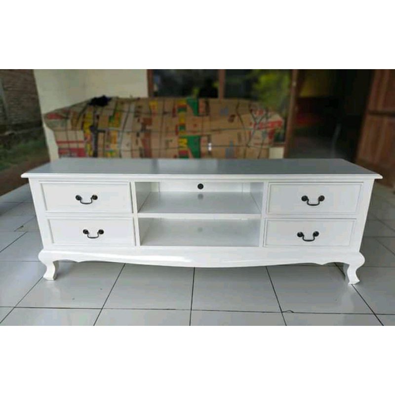 Jual buffet tv komputer lesehan minimalis laci duco putih jati mahogani ...