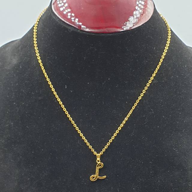 Jual Paket kalung plus liontin huruf L S T K mewah elegant 875 #301018 ...