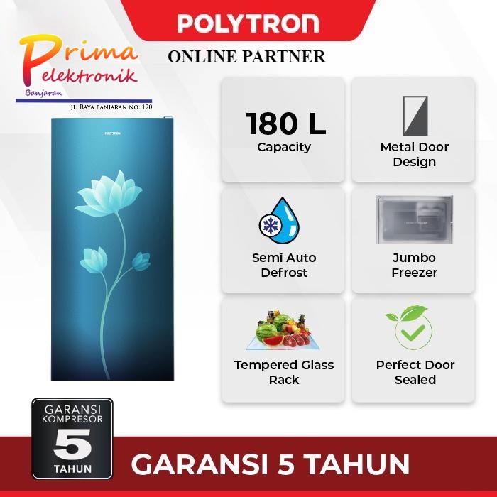 Jual Kulkas POLYTRON Beauty metal door 1 pintu 180 liter PRB 189B ...