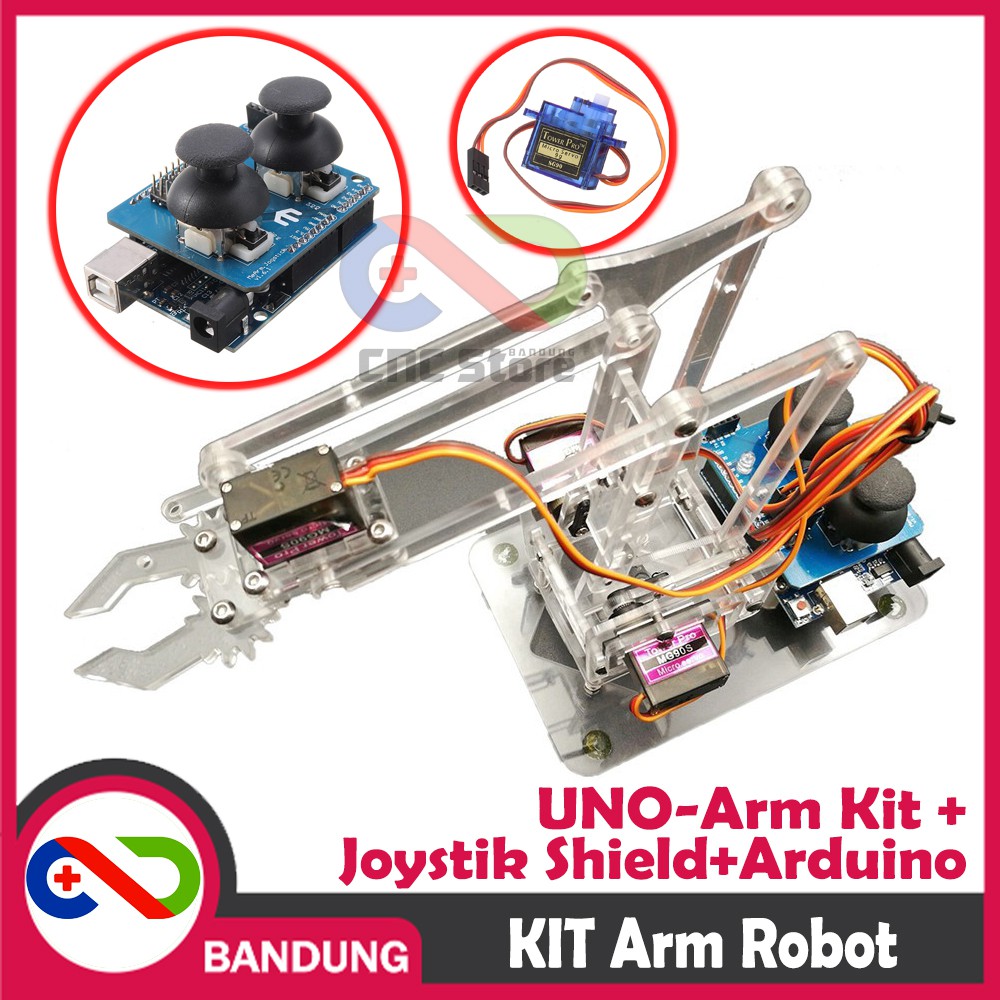 Jual ROBOT ARM KIT PARTS UNOARM SHIELD FOR ARDUINO UNO JOYSTIK HAND ...
