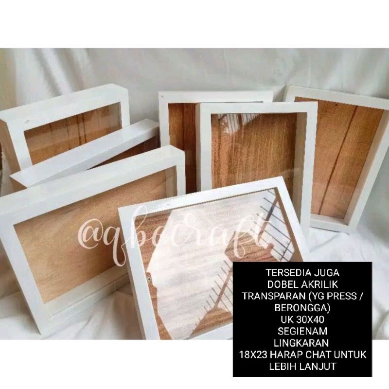 Jual frame putih 3D akrilik10R, frame box ,frame mahar, figura 3D ...